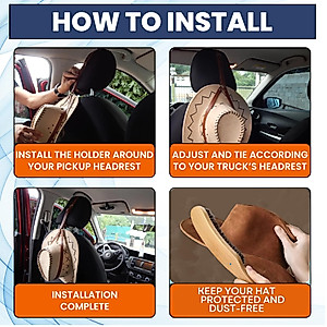 schevzov Cowboy Hat Holder for Truck - Cowboy Hat Holder for Pickup Truck, Car - Cowboy Hat Hanger Maintains The Original Shape of The Hat, Cowboy Hat Rack with Soft Bristle Brush (BROWN)
