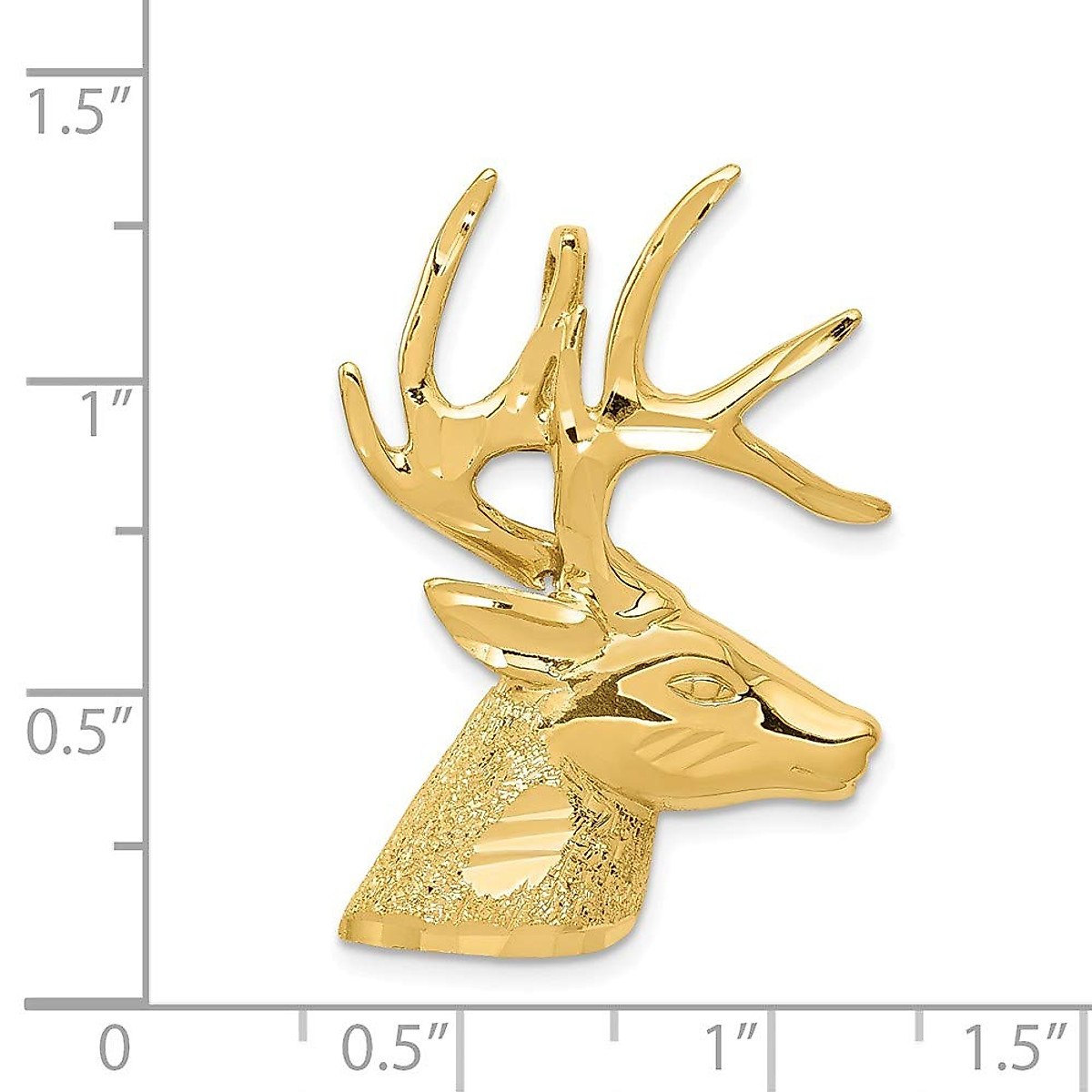 Solid 14k Yellow Gold Lazer Cut Deer Charm Pendant (35mm x 23mm)
