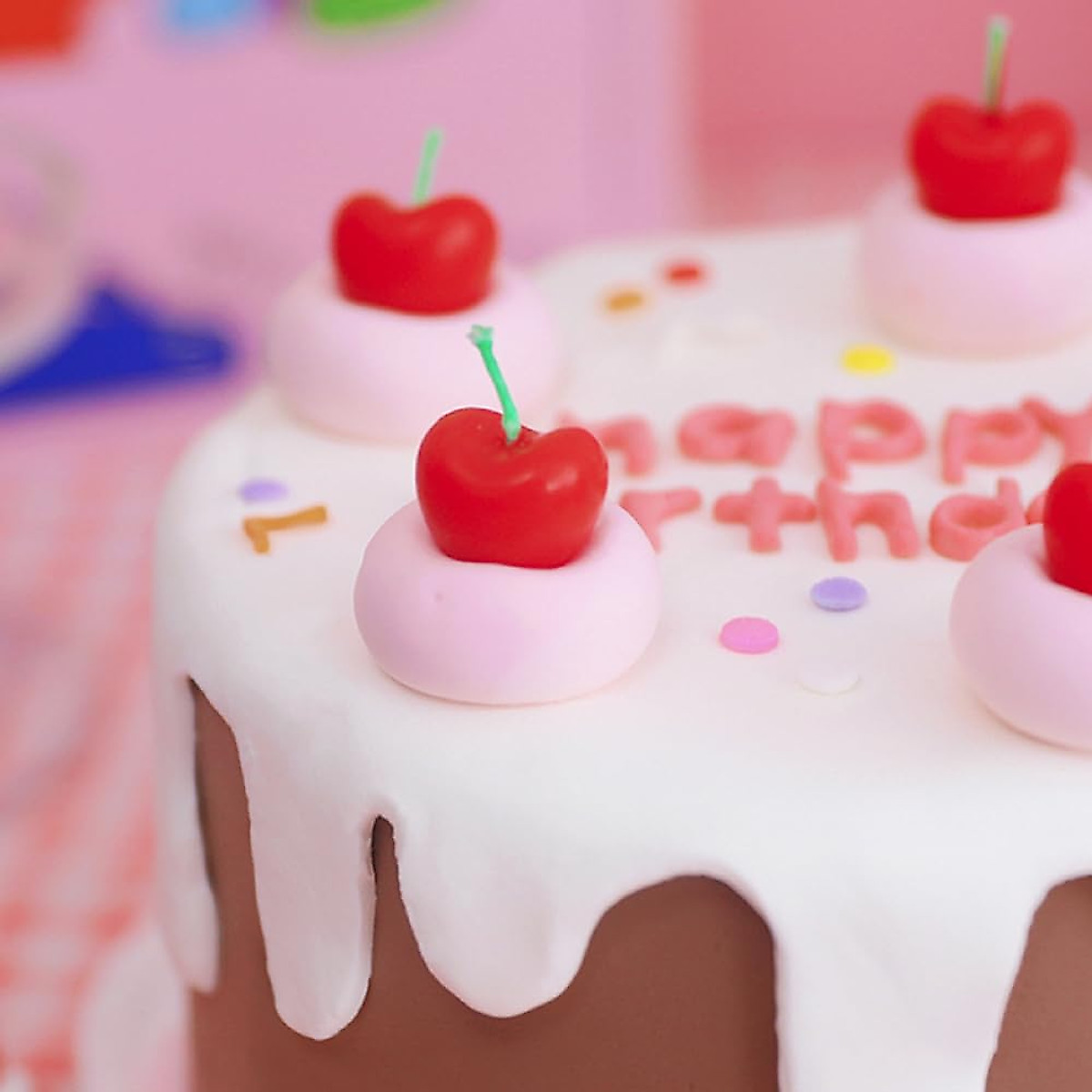 5 Pcs Cherry Shaped Birthday Candles, Cute Fruit Shaped Candles, Cherry Cake Decorations Cake Cupcake Topper for Birthday Party Wedding Supplies