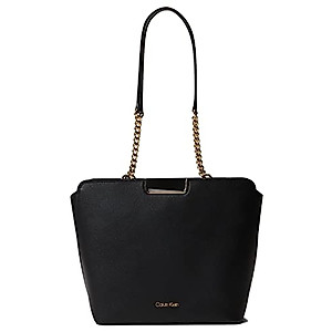 Calvin Klein Finley Saffiano Tote Black/Gold One Size