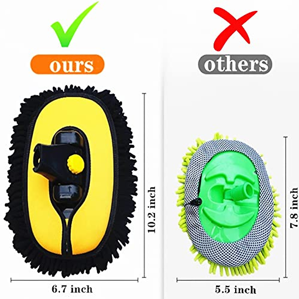 BMLEI Car Wash Brush with Long Handle, Microfiber Towels Car Wash Kit Cleaning Supplies, Car Wash Mop Mitt with 2 Replacement Head, Extension Pole Car Brush Cleaning Kit for Cars Trucks