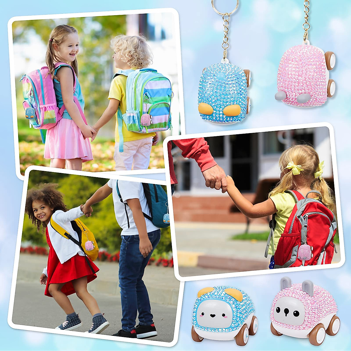 SUNKIM Easter Gifts for Kids,2pcs DIY Painting Keychains Kits with Light for Decoration Easter Arts and Crafts for Kids Ages 8-12