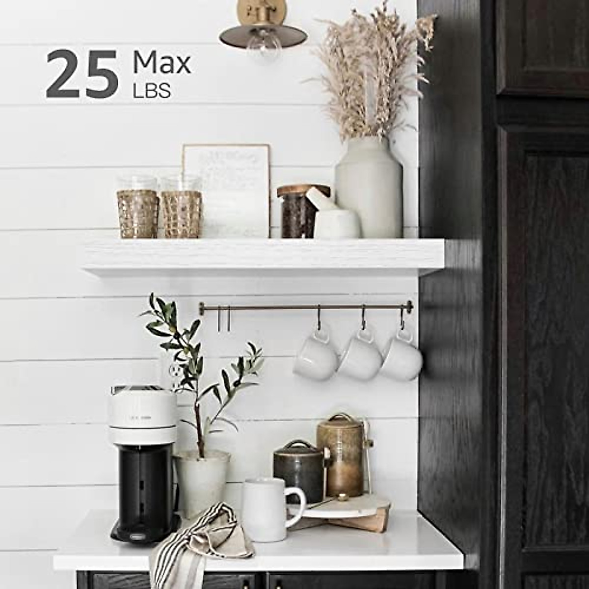 QEEIG White Floating Shelves Bathroom Wall Shelf Over Toilet Bedroom Kitchen Living Room Modern Decor Small 16 inch Set of 2 (008-40W)