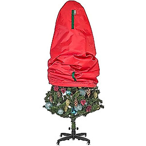 Upright Christmas Tree Storage Bag - Holiday Tree Cover for Christmas Trees or Topiary Trees - Durable, Lightweight, Convenient, Vertical Xmas Storage Bag (9 ft), Large