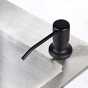 Soap Dispenser, Stainless Steel Pump Head Kitchen Sink Soap Dispenser, 10.14 OZ Capacity (Black)