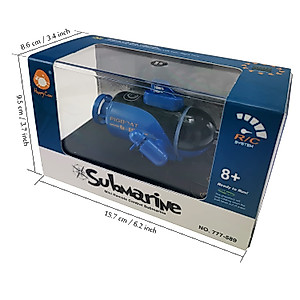 Tipmant Mini RC Submarines Toys Remote Control Boat Waterproof Diving Water Kids Gift (Blue)