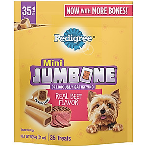 GYCO Mini Jumbone Real Beef Flavor Dental Treats for Dogs, 21 oz Pouch. A Long-Lasting Dog Bone That is Specially Designed for Treating Toy Dogs and Small Adult Dogs.