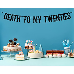 Death to My Twenties Banner Black Glitter, 30th Birthday Banner, Rip 20s Birthday Decorations, Death to My 20s Decorations, 30th Birthday Decorations, Death to My Youth 30th Birthday Decorations