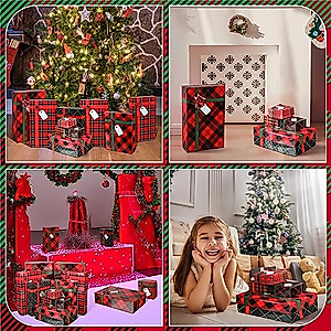 Qilery 24 Pieces Christmas Gift Boxes with Lids and Red Bows Buffalo Plaid Christmas Gift Wrap Boxes 4 Sizes Bulk Gift Boxes Shirt Box for Wrapping Xmas Holiday Present (Plaid)