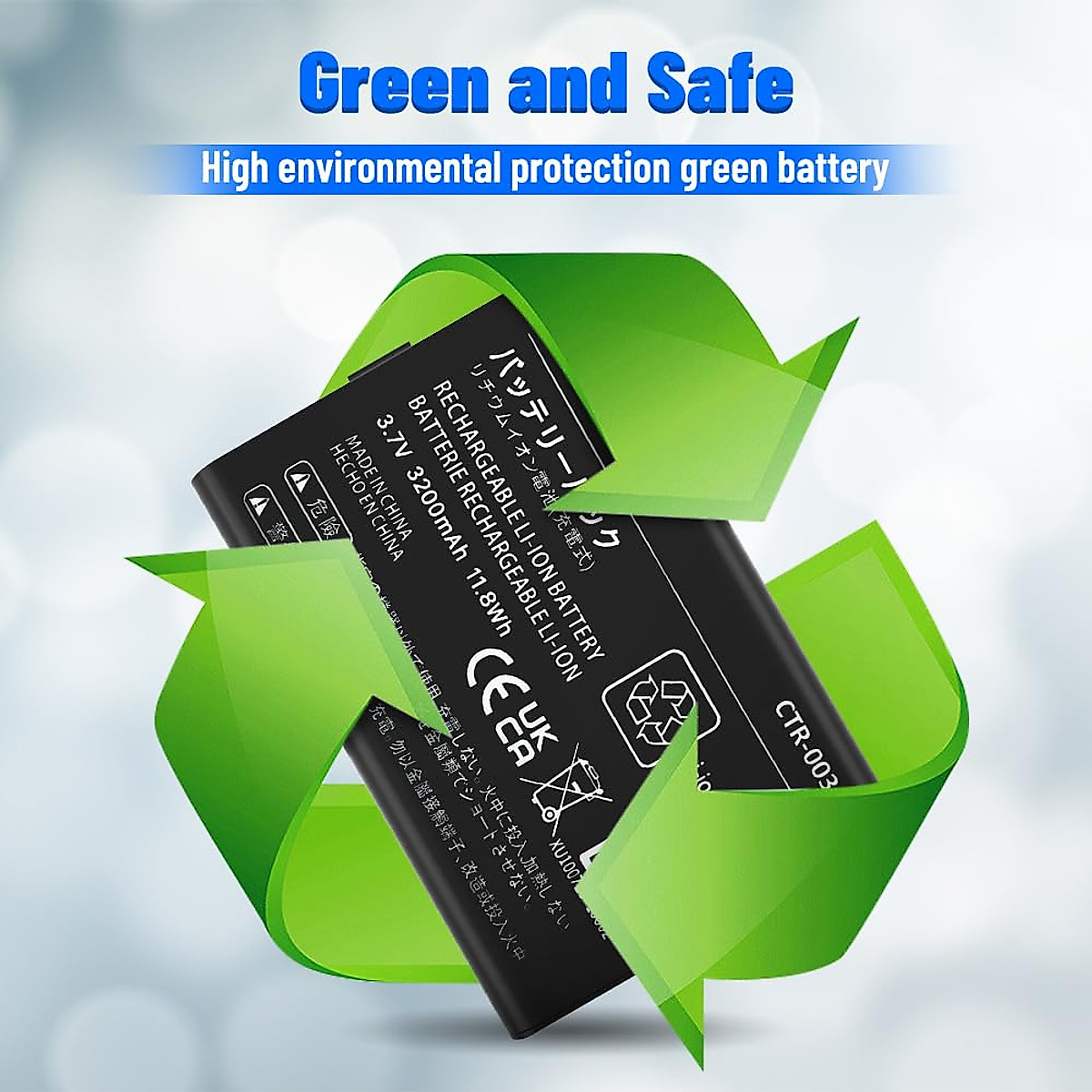 SHENMZ CTR-003 Battery, (2024 New Version) Ultra High Capacity 3200mAh Li-ion Replacement Battery for Nintendo 3DS N3DS / New 2DS /2DS CTR-001 MIN-CTR-001 Gaming Console