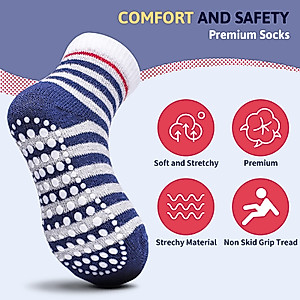 Sosenfer Non Slip Toddler Socks with Grippers,5 Pairs Non Skid Ankle Socks for 4-7 Years Baby Kids Made With Cotton-5 Pairs blue