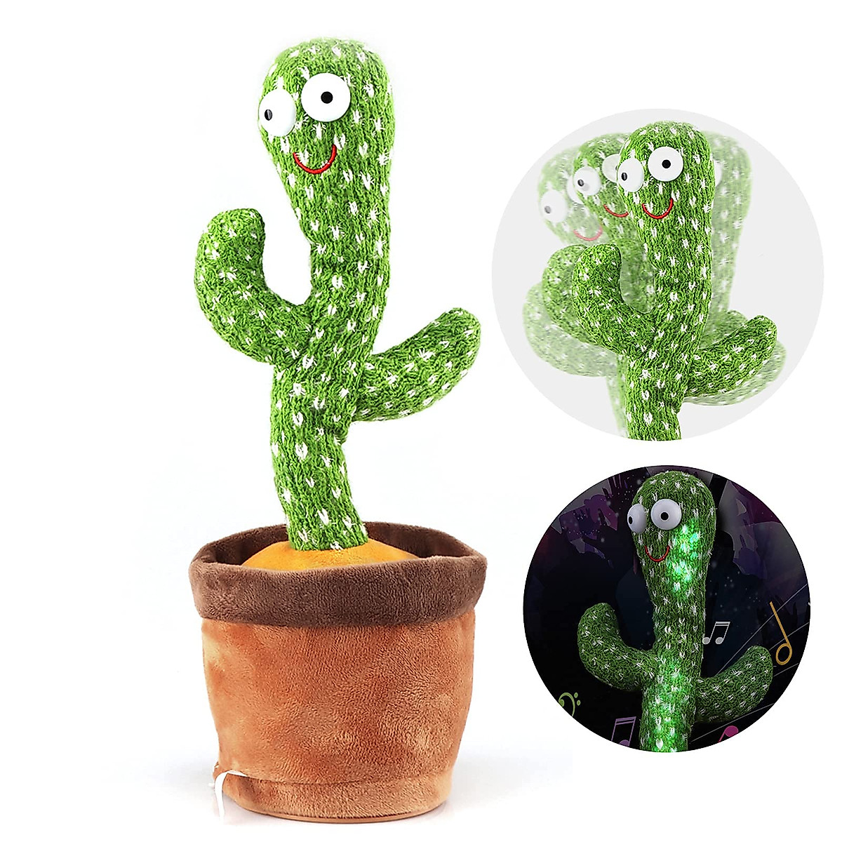 Dancing Cactus Talking Toy,Wriggle Singing Mimicking Cactus,Repeat What You Say,Sing,Dance,Recording,LED(120 Songs)