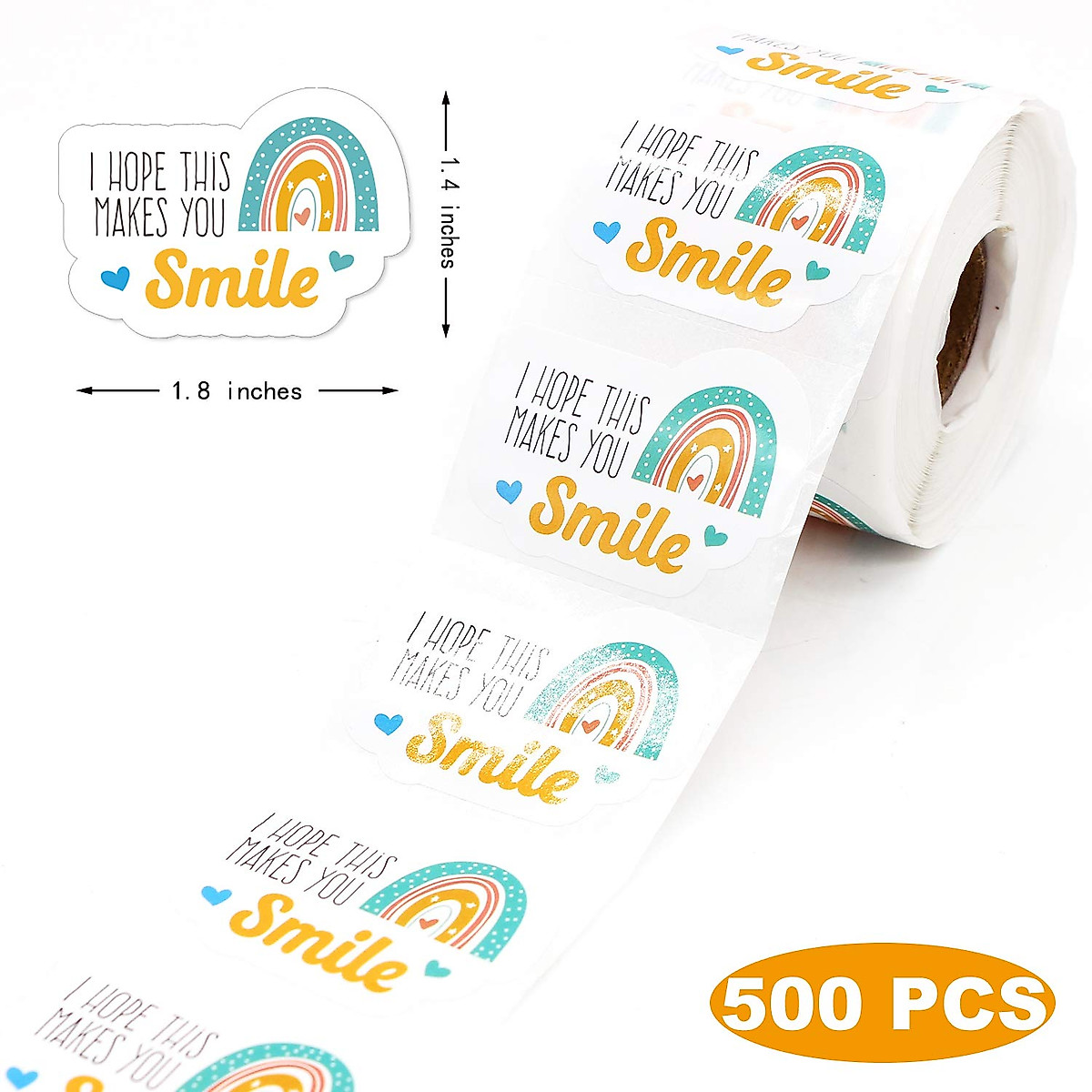 muminglong 1.5 Inch I Hope This Makes You Smile Sticker, Rainbow Sticker, Thank You Sticker, Small Shop Sticker, Small Business, Handmade Sticker, Packaging Sticker, 500 PCS
