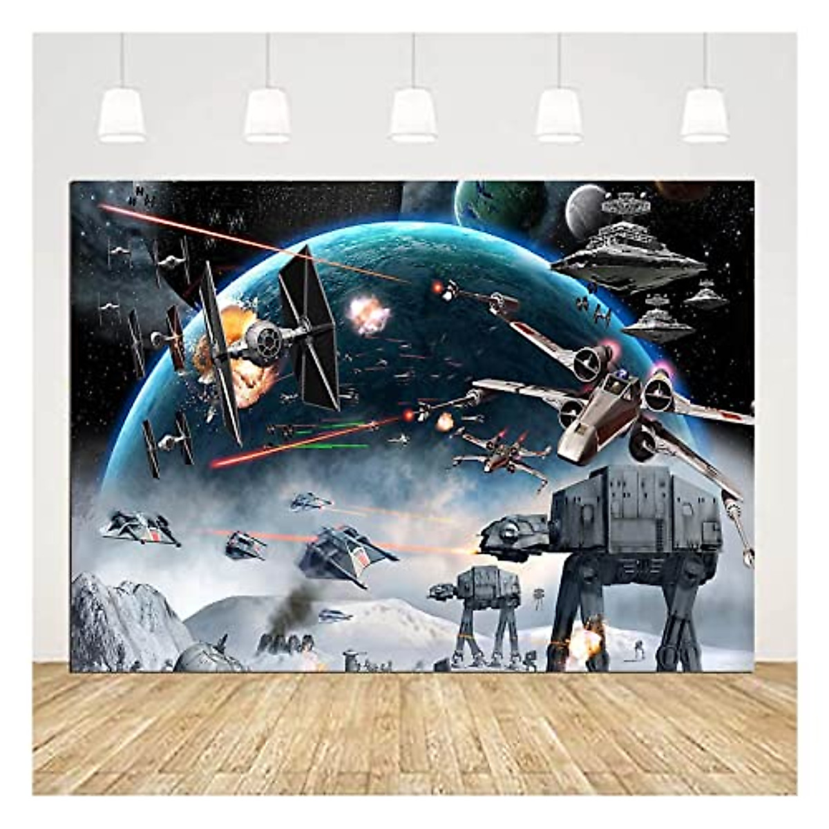 Universe Wars Photography Background Spaceship Interior Science Fiction Series Background with Earth Photo Baby Shower Kids Birthday Decorations Banner ５X３FT