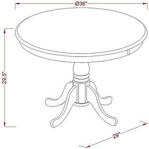 East West Furniture AMVA5-BCH-C 5 Piece Kitchen Table Set for 4 Includes a Round Dining Room Table with Pedestal and 4 Linen Fabric Upholstered Dining Chairs, 36x36 Inch, Black & Cherry