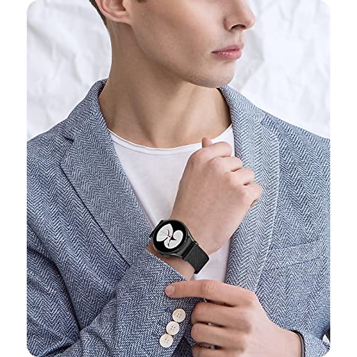 Zedoli No Gap Metal Bands Compatible with Samsung Galaxy Watch 6 band/Watch 5/Galaxy Watch 4 Band 40mm 44mm/Galaxy Watch 5 Pro Band 45mm/Watch 4 Classic Band/Watch 6 Classic Band 43mm 47mm Men Women