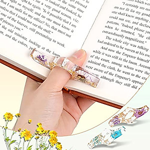 4 Pieces Dried Flower Resin Bookmarks,Transparent Floral Book Page Holder and Book Mark Set Handmade Bookmarks with Tassel Cute Book Accessories Gift for Reading Lover Students Teachers