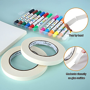 LELADY Masking Tape 1/2 Inch x 60 Yards - 12 Rolls, White Masking Tape, No Residue Painters Tape, Craft Tape Rolls, High Adhesive Decorative Tape for Painting, DIY, Arts, Crafts, Labeling, Handmade