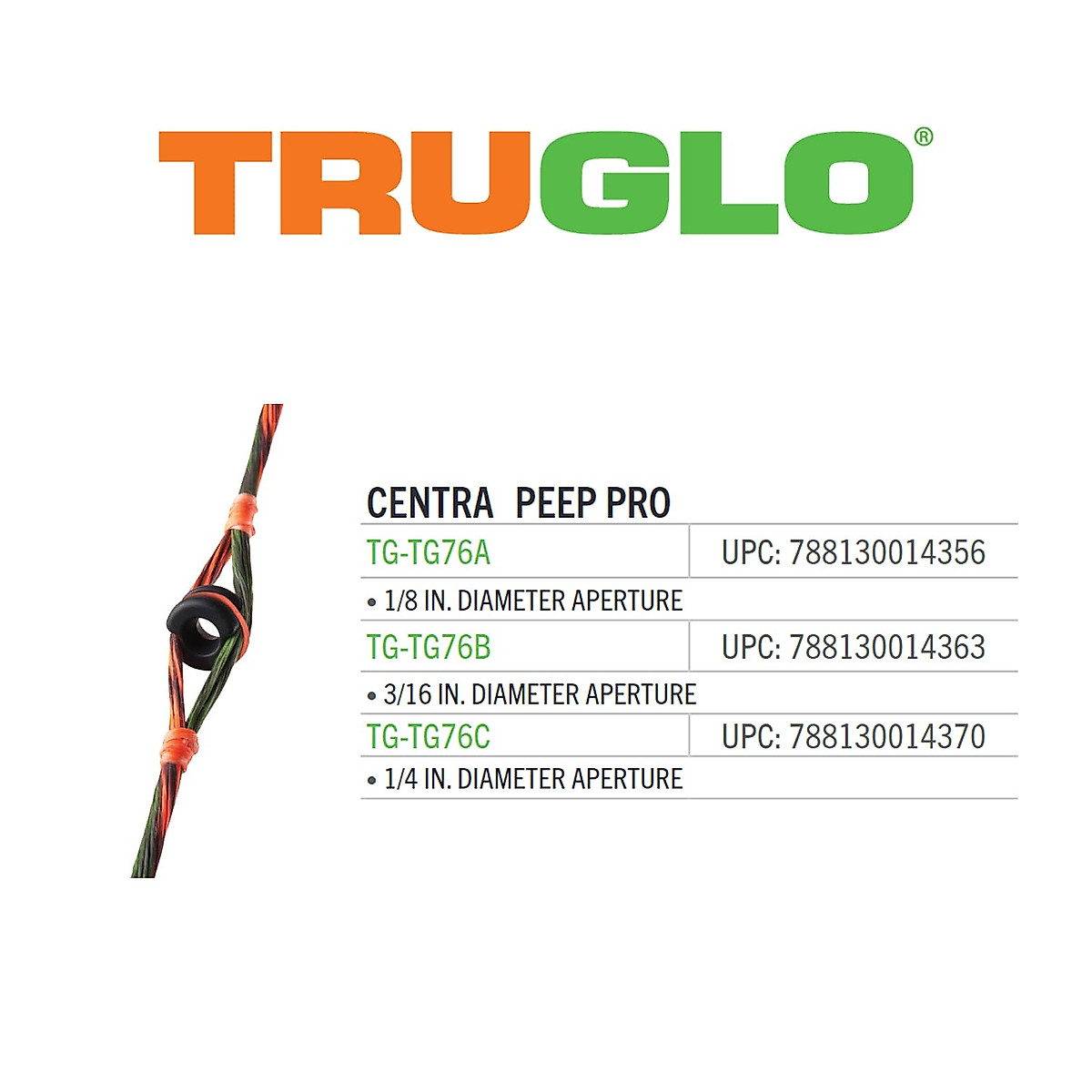 TRUGLO Centra Peep Pro-Series 3/16 Sight Black