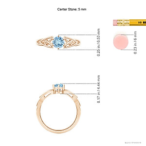 Angara Natural Aquamarine Solitaire Ring for Women in 14K Rose Gold Size-7.5 (Grade-AAA | Size-5mm) | March Birthstone Jewelry Gift for Women | Birthday | Wedding | Anniversary | Engagement