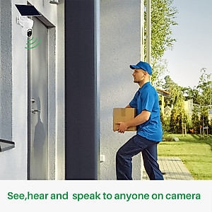 Vyze-Link Solar Security Camera Outdoor WiFi Wireless, Built-in Battery Powered, No Wire Needed, w/ 4 Spotlights, PIR Motion Detection, 2MP HD Video