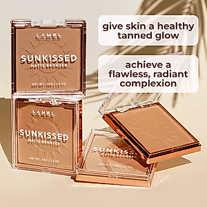 LAMEL Sunkissed Matte Bronzer Face Powder - Non-Shimmer, Long Lasting, Non-Greasy Bronzing Organic Makeup Formula - Matte Finish - Natural Tan Skin - N. 401-0.35oz.