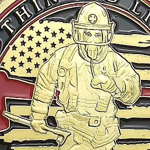Firefighters Challenge Coin Thin Red Line Fire Dept.