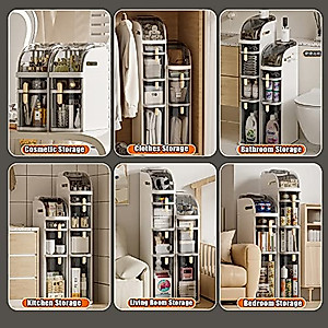 Slim Rolling Storage Cart,Bathroom Storage Organizer,Laundry Room Organization,3 Tier Mobile Utility Cart for Bathroom, Kitchen, Laundry, Office, Narrow Places,4 Tier