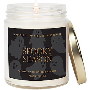 Sweet Water Decor Halloween Candle - Scented Candle with Wood, Warm Spice, and Citrus Scents - Decorative Candle with 40 Hours Burn Time - Perfect Spooky Candles Gift - Patterned Jar Candle 9oz