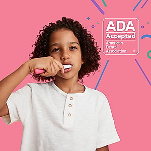 Quip Sonic Toothbrush for Kids - Timed Electric Toothbrush with Small Replaceable Brush Head - Soft Bristles, Rubber Handle, 3 Month Battery Life - Travel Toothbrush - Pink