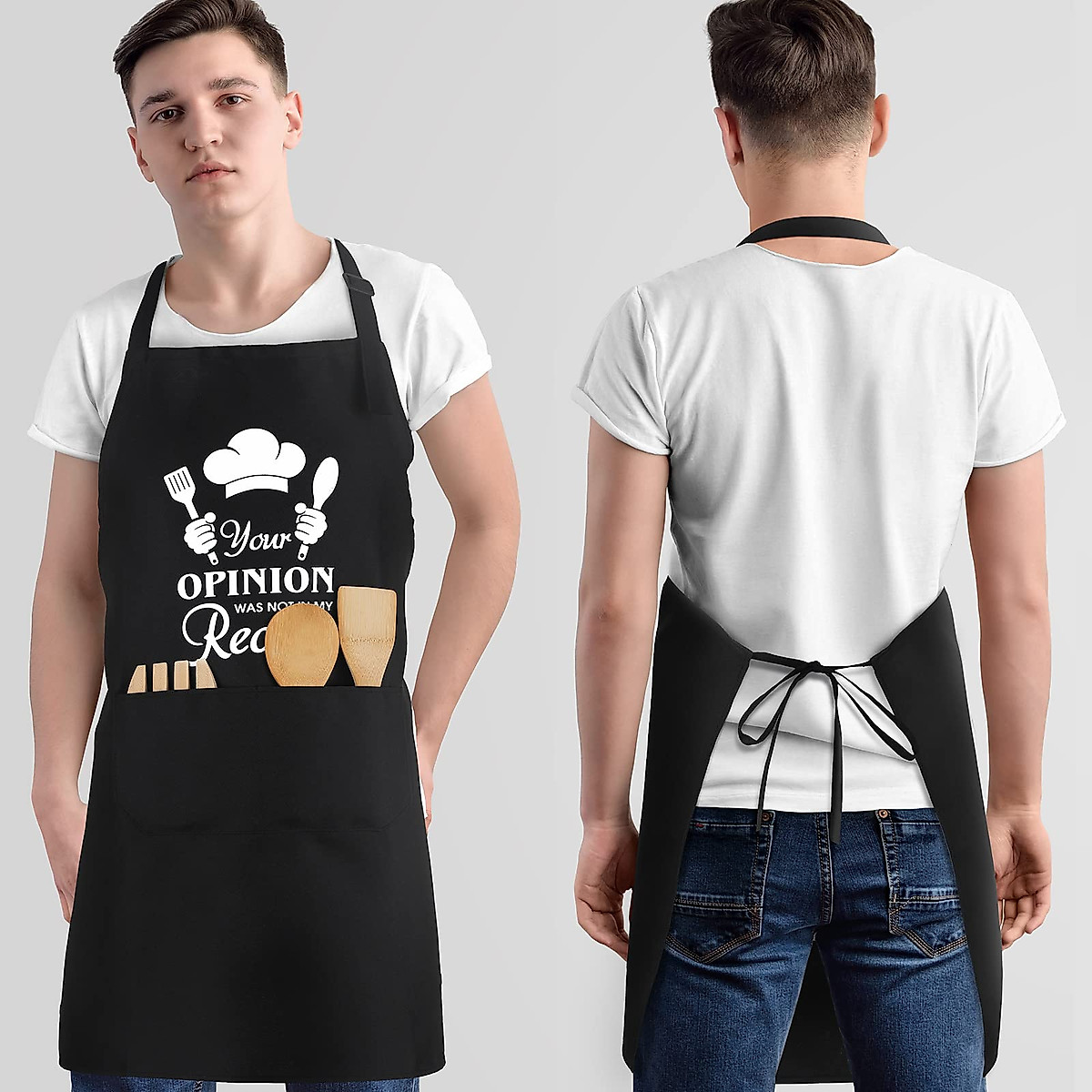 Newcotte 3 Pcs Men Father's Day Aprons Cooking Gifts for Men Dad Kitchen Aprons with Pockets Funny Cooking Chef Apron for Dad Husband Birthday Gifts from Daughter Son Grilling BBQ Baking, 3 Designs