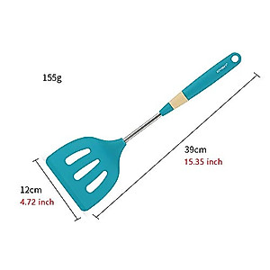 SDGH 7 Pcs New Silicone Kitchenware Non-Stick Kitchen Cooking Utensils Extended Design Stainless Steel Handle Kitchenware Sets (Color : E)