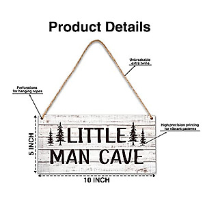 5"x10" Little Man Cave Wood Sign, Nursery Decor For Boys, Natural Baby Room Wall Decor, Woodland Playroom Decor, Gift for Baby Shower, Toddler Kids Bedroom Living Room Hanging Sign -A05
