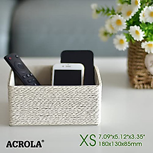 Acrola 5-Pack Decorative Storage Baskets, Stackable, Woven Paper Rope with Fabric Liner (Cream White) ST05001