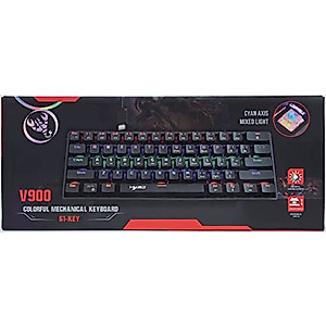 60% True Mechanical Gaming Keyboard Mouse Set, Type C Wired 61 Keys Layout Rainbow LED Backlit USB Waterproof Keyboard Anti-ghosting Keys+Lightweight RGB Mice 6400DPI for Computer/PC/Laptop/MAC(White)