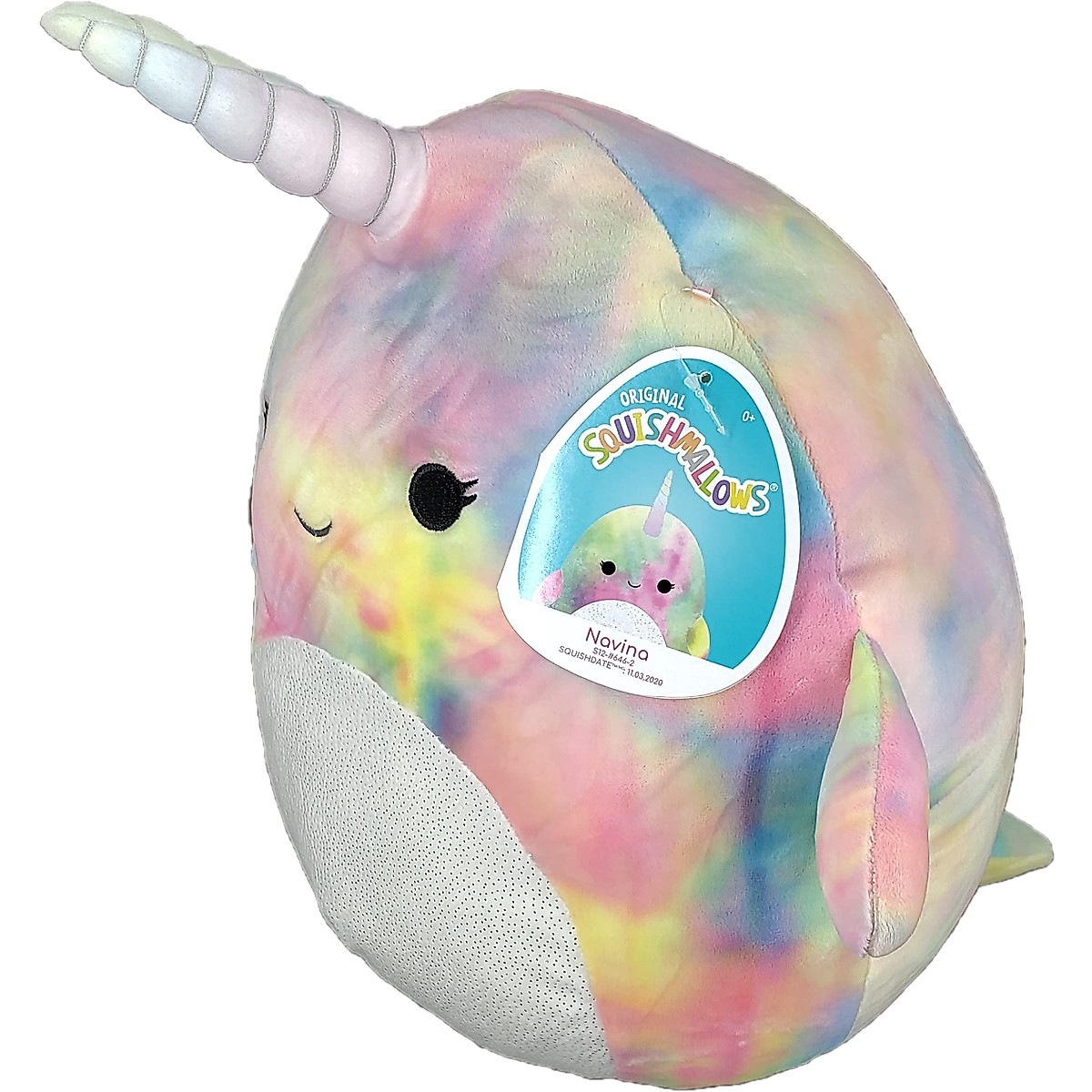 Squishmallows KellyToys - 8 Inch (20cm) - Navina The Pink Rainbow Tie Dye Narwhal - Super Soft Plush Toy Animal
