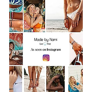 2x Boho Surfer Bracelet Set Women & Men - Handmade Summer Beach Bracelets - Adjustable & 100% Waterproof - Festival Accessories - Beaded & Braided (Tiger-Eyes & Safari)