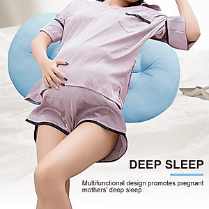 Pregnancy Pillow for Side Sleeper, Double Wedge Maternity Pillow, Belly Support Pillow, Removable Pillowcase Cotton Cover, Side Sleeping Pillow, Waist, Back Support, Gift (Blue)