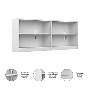 Bush Furniture Universal 2 Shelf Bookcase Set of 2 in Pure White (UB001PW)