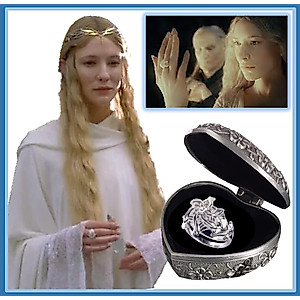 The Galadriel Nenya Charm Ring 3ct 5A Zircon with love jewelry box ~ Rings of Power ~ 925 Sterling Silver ring for women ~ silver white