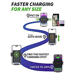 JOYVEVA Wireless Car Charger, Auto Alignment Auto Clamping Car Charging Mount for iPhone14/14 Pro Max/13/13 Pro/12/12 Pro/11/10/8, Vent Dashboard Car Phone Holder for Galaxy S23/S23+/S23Ultra/Flip4/3