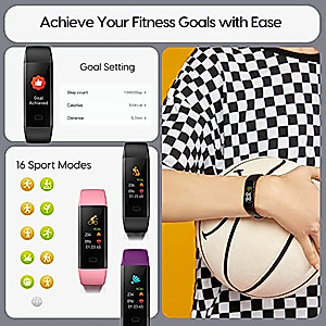 ENGERWALL Fitness Tracker with Heart Rate & Temperature Monitor, Waterproof Activity Tracker with Pedometer & Sleep Monitor, Calories, 16 Sport Modes, Smart Watch Pedometer Watch for Men Women Kids