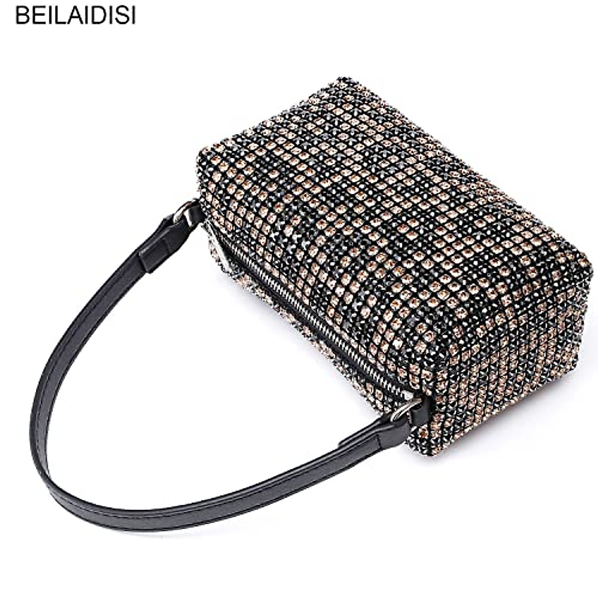 Beilaidisi Sparkling Crystal Leopard Evening Clutches Bling Rheinstone Chain Bag for Pary Wedding Date