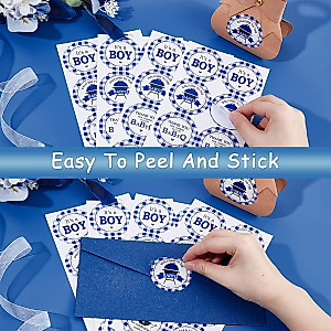 48PCS Baby Q Stickers, BBQ Baby Shower Decorations, Baby Que Baby Shower Stickers Party Favors Baby Q Thank You Stickers Blue Boy Baby Shower