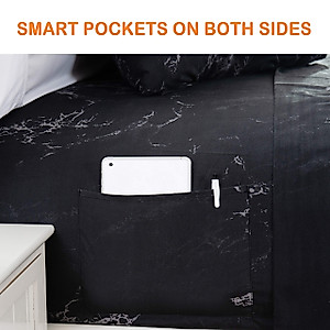 Elegant Comfort Luxury Soft Bed Sheets Marble Pattern - 1500 Premium Hotel Quality Microfiber Softness Wrinkle and Fade Resistant (6-Piece) Bedding Set, Full, White