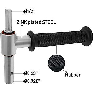 Ice Auger Drill Adapter with Handle - 18mm/0.720" Output Shaft Diameter - Premium Steel Cordless Drill Adapter for Ice Auger Drill Conversion