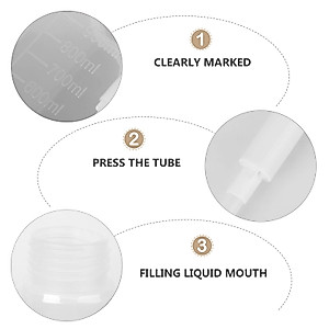 Cabilock 3PCS Plastic Squeeze Condiment Bottles Mason Jar Syrup Honey Dispenser Pump Bottle for Juice Ketchup Cookie Sauces 1100ML (White)