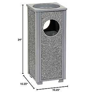 Global Industrial Stone Panel Trash Sand Urn, 10-1/4" Square X 24" H, Gray