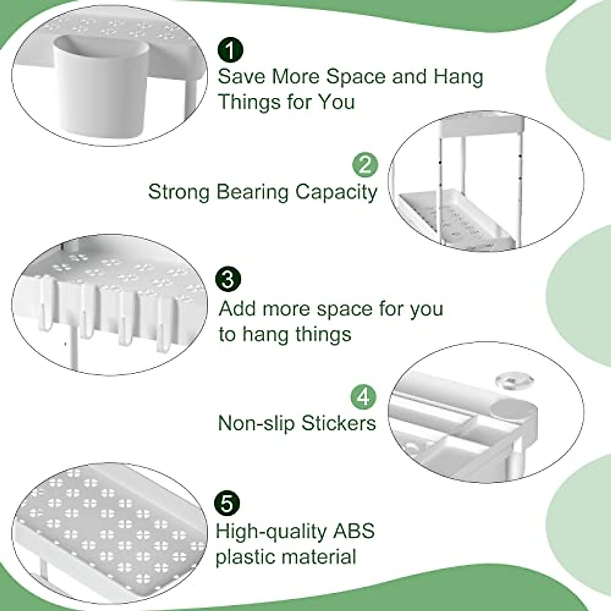 Under Sink Organizers And Storage Liftable Sink Shelf, ONADAK 2 Tier Sliding Under Bathroom Cabinet Organizer Drawer with 4 Hooks & 1 Hanging Cup Under Kitchen Sink Storage Bathroom Organizer(White)