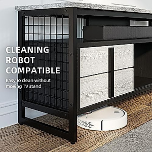 YITAHOME Modern TV Stand for TVs up to 65 Inch, Entertainment Center with Shelf, Wood TV Media Console with Sturdy Metal Legs for Living Room, 300lbs Capacity, White Oak/Black, 59.5"